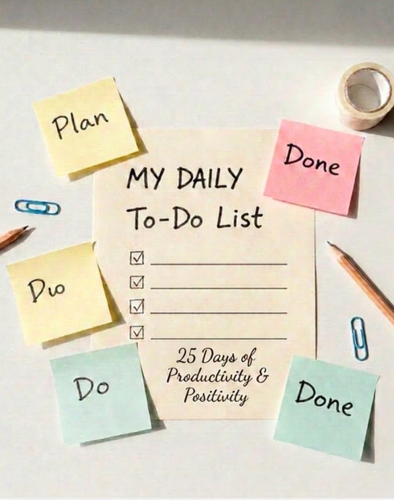 Daily To-do List| Printable PDF | 25 Days Productivity & Positivity ...