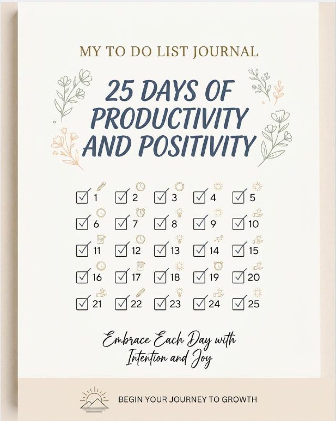 Daily To-do List| Printable PDF | 25 Days Productivity & Positivity ...