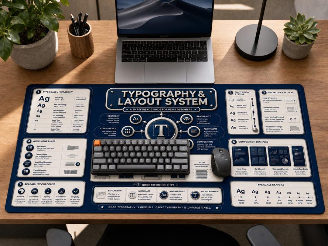 UX UI Designers Typography Layout System Desk Mat | Font Type Scale ...
