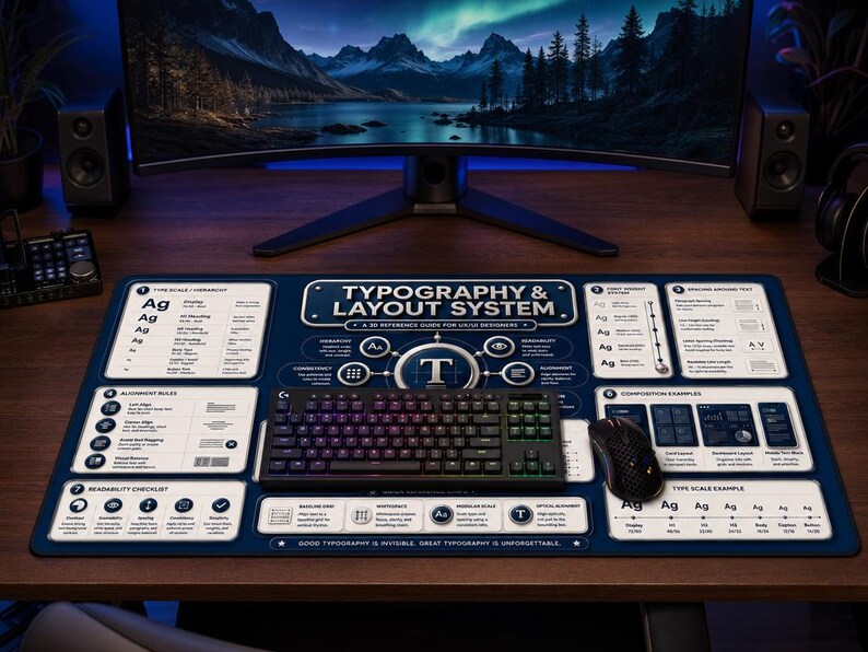 UX UI Designers Typography Layout System Desk Mat | Font Type Scale ...