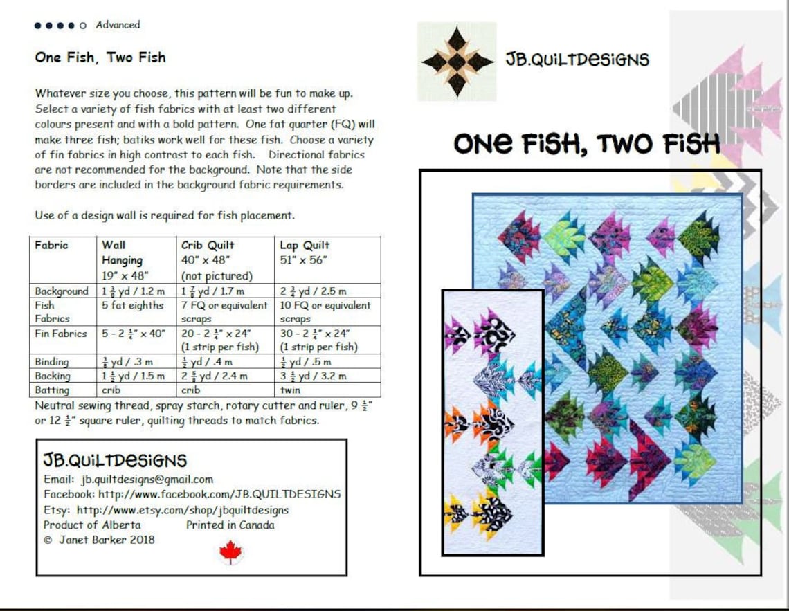 One Fish Two Fish PDF Quilt Pattern - Etsy