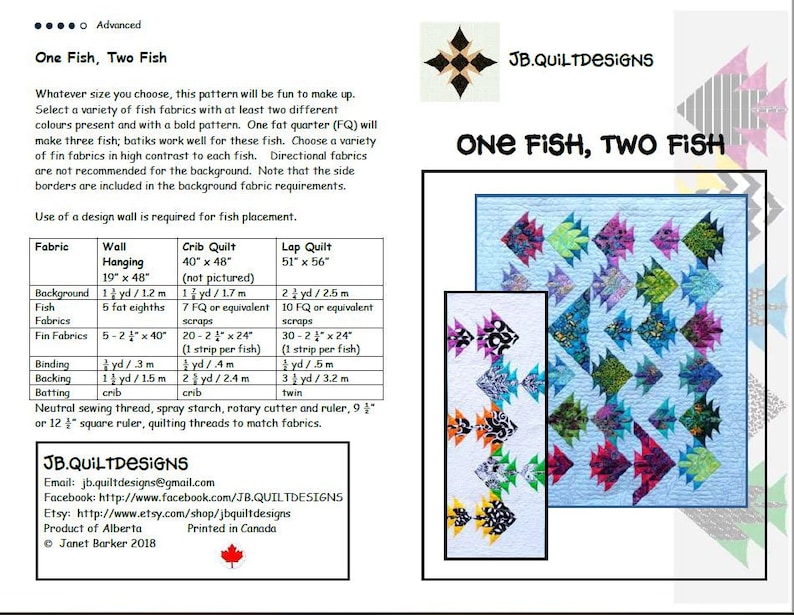 One Fish Two Fish PDF Quilt Pattern - Etsy