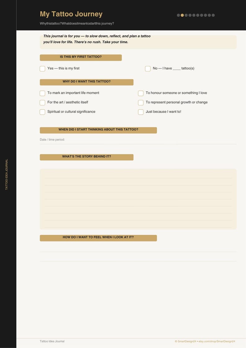 Tattoo Idea Journal, Printable Sketchbook for Tattoo Artists, Design ...