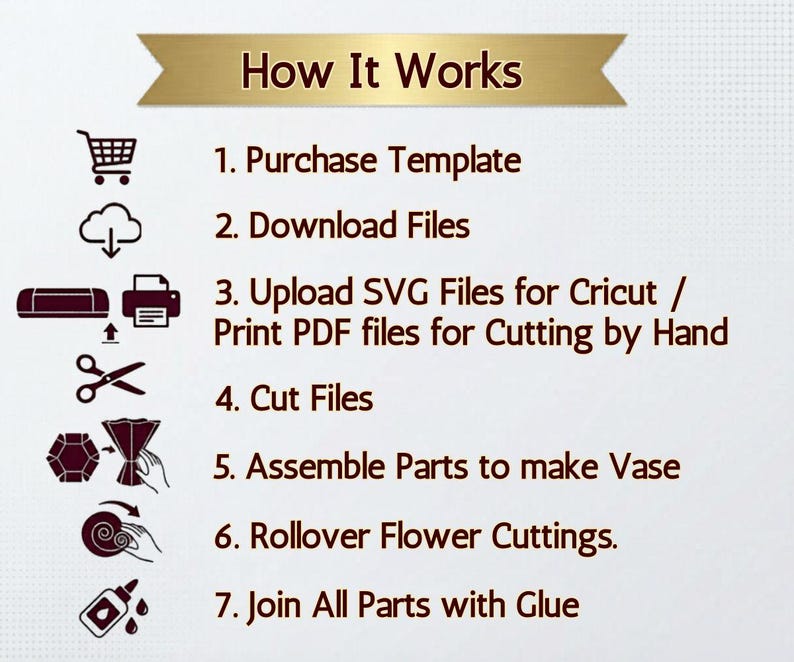 Paper Flower Bouquet Vase Template SVG | Instant Digital Download | 3D ...