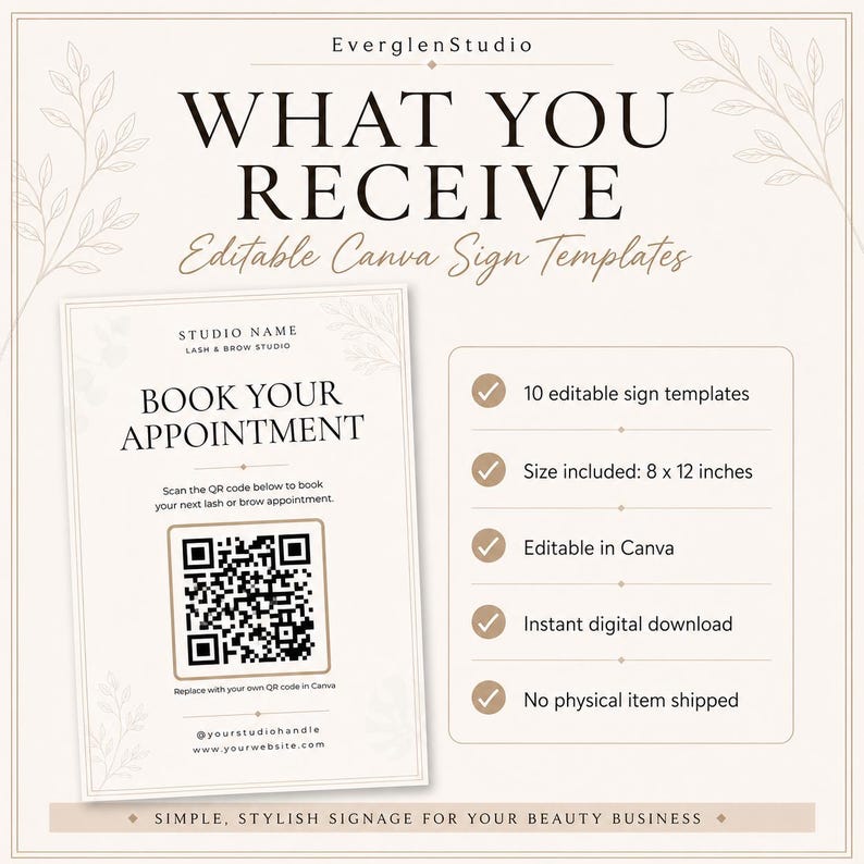 10 Editable Lash & Brow QR Code Signs Canva Template, Lash Tech Salon ...