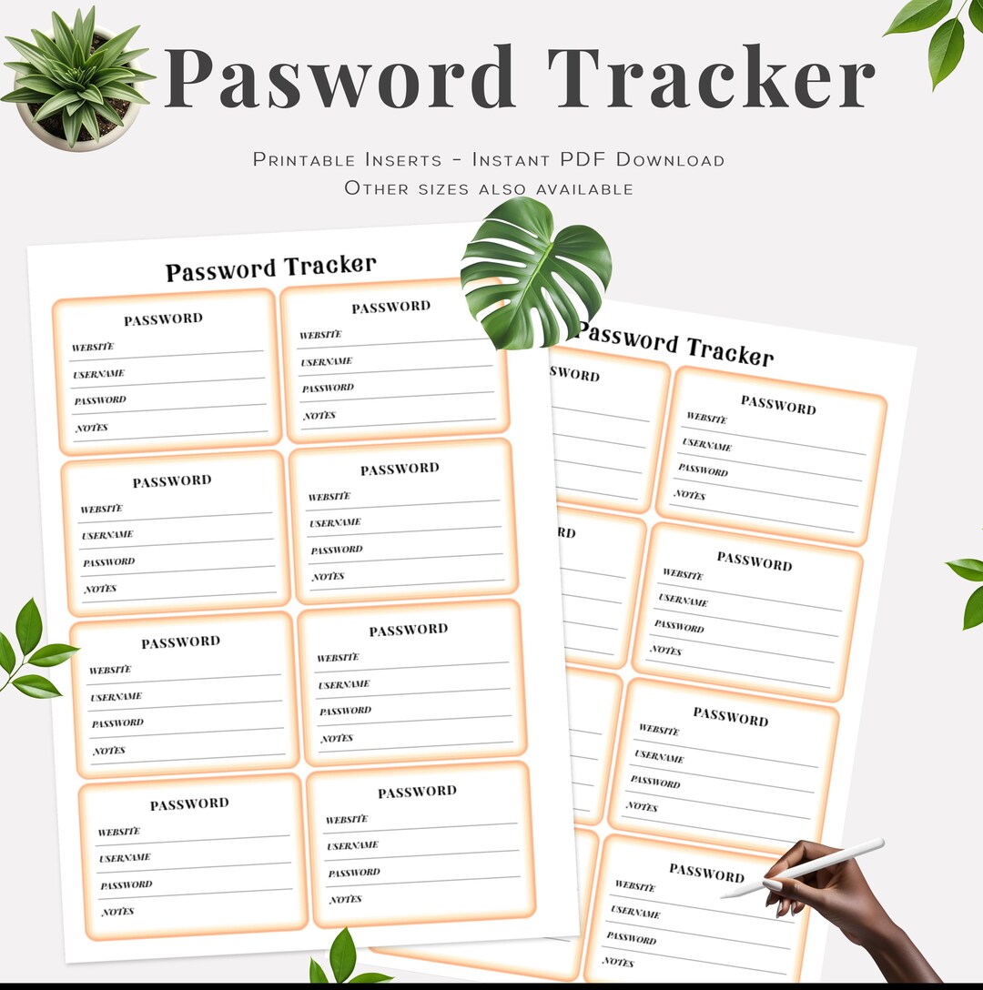A5 Password Tracker. Printable Insert. - Etsy