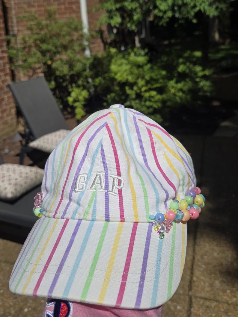 Kids/ Adult Small Pastel GAP Hand Beaded/ Embroidered Upcycled Hat/ Cap ...