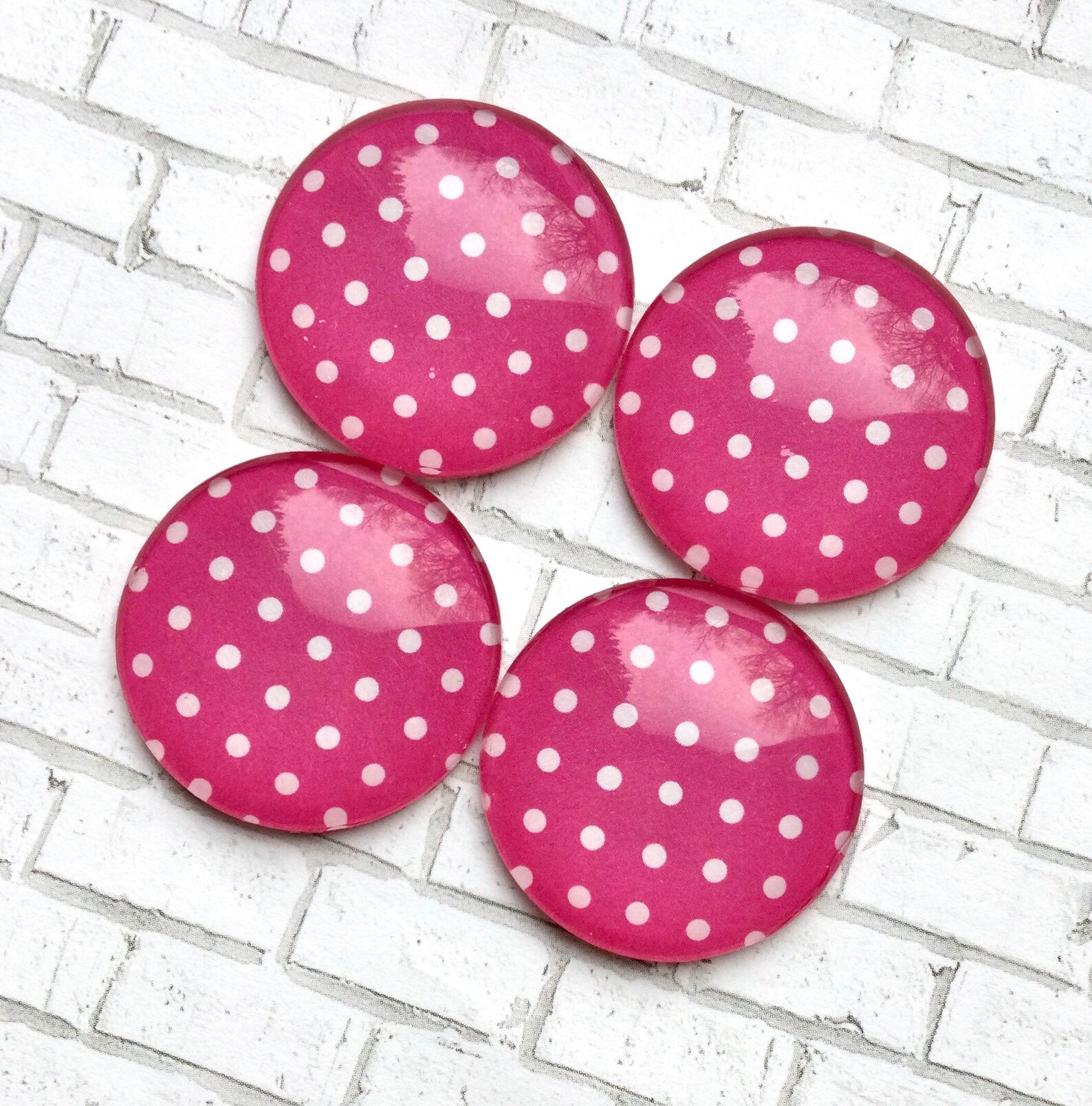 Glass Magnets Pink Magnets Fridge Magnets Polka Dots Office Magnets ...