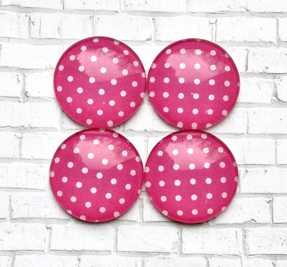 Glass Magnets Pink Magnets Fridge Magnets Polka Dots - Etsy