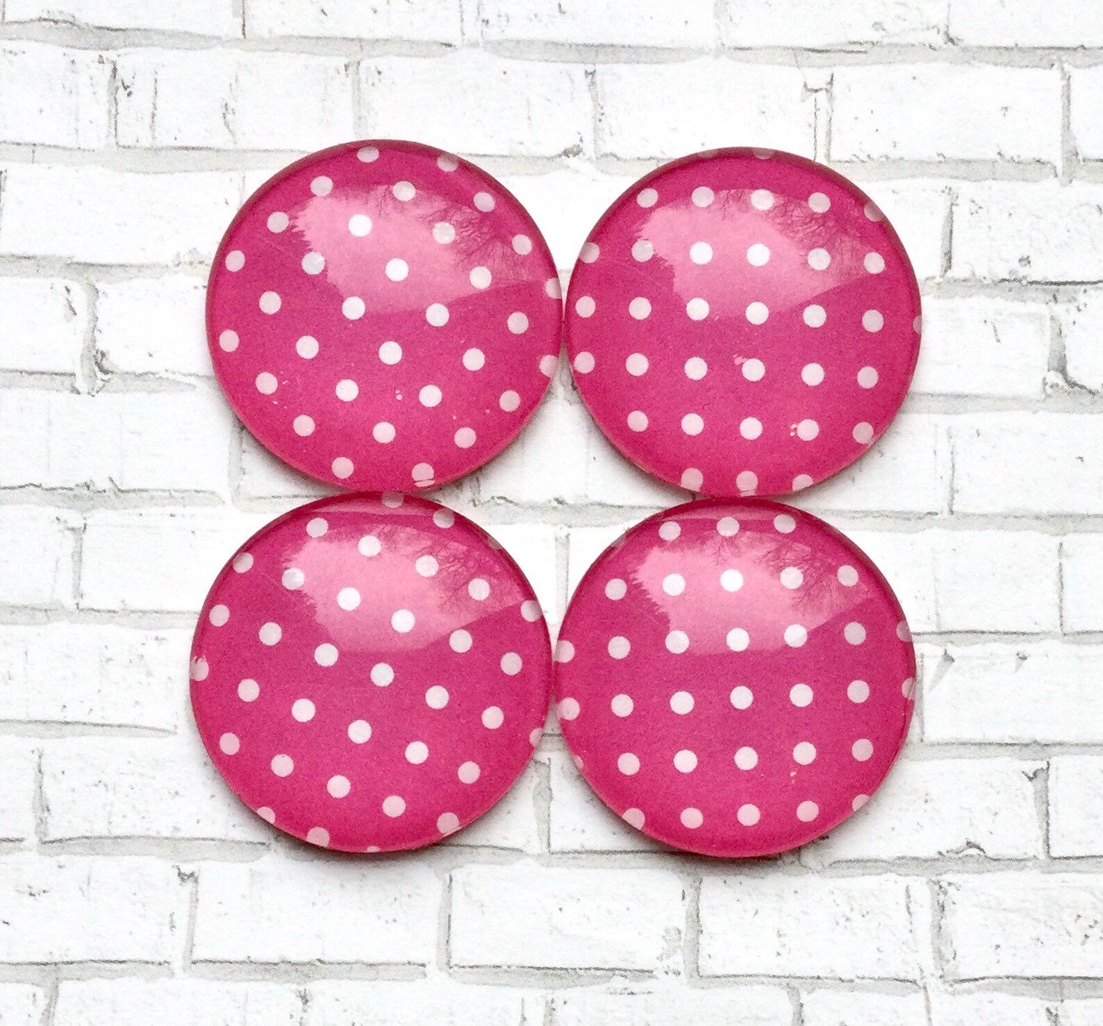 Glass Magnets Pink Magnets Fridge Magnets Polka Dots - Etsy