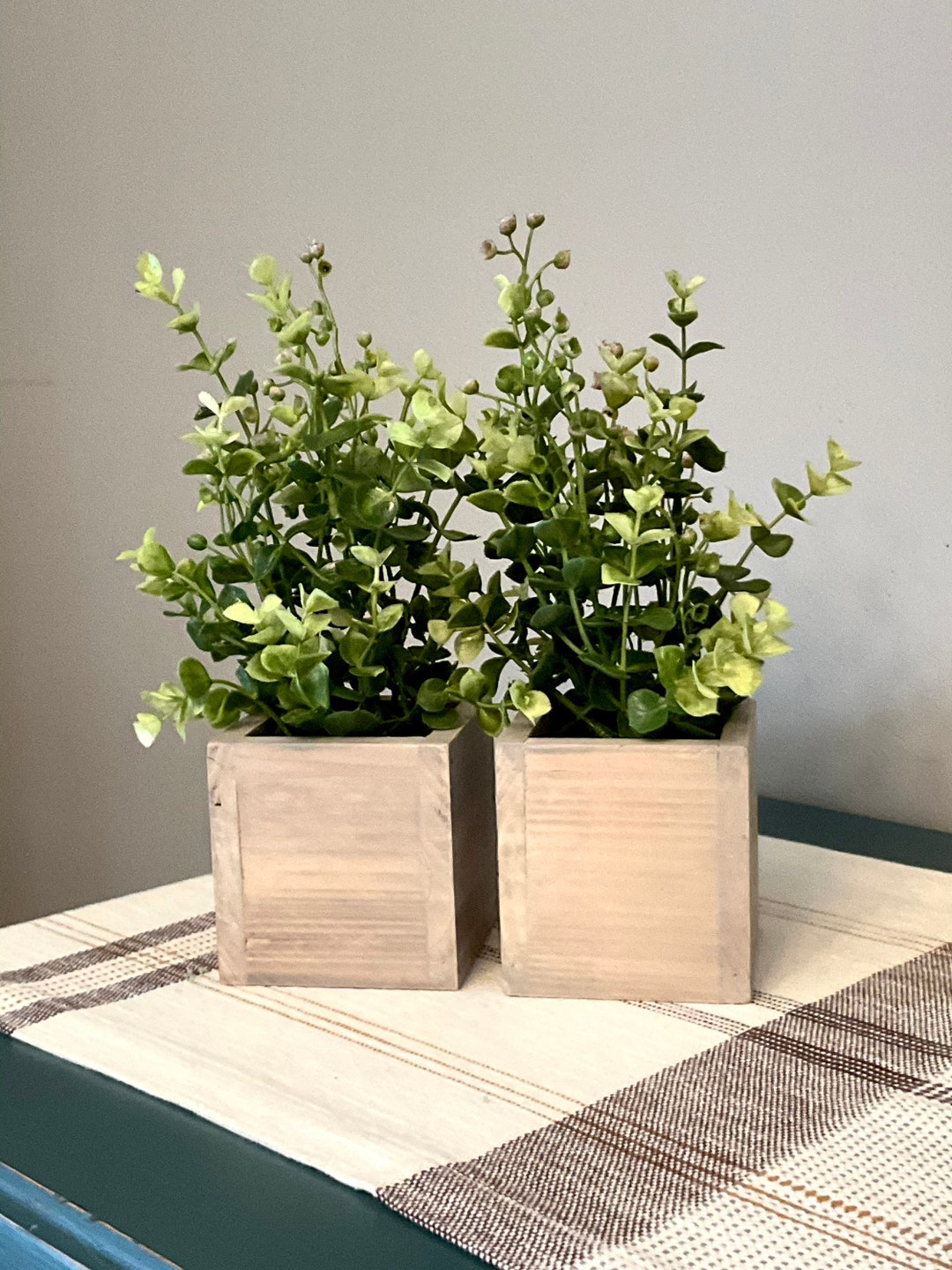 Planter Box Greenery, Farmhouse Tabletop Decor, Rustic Decor, Wooden ...