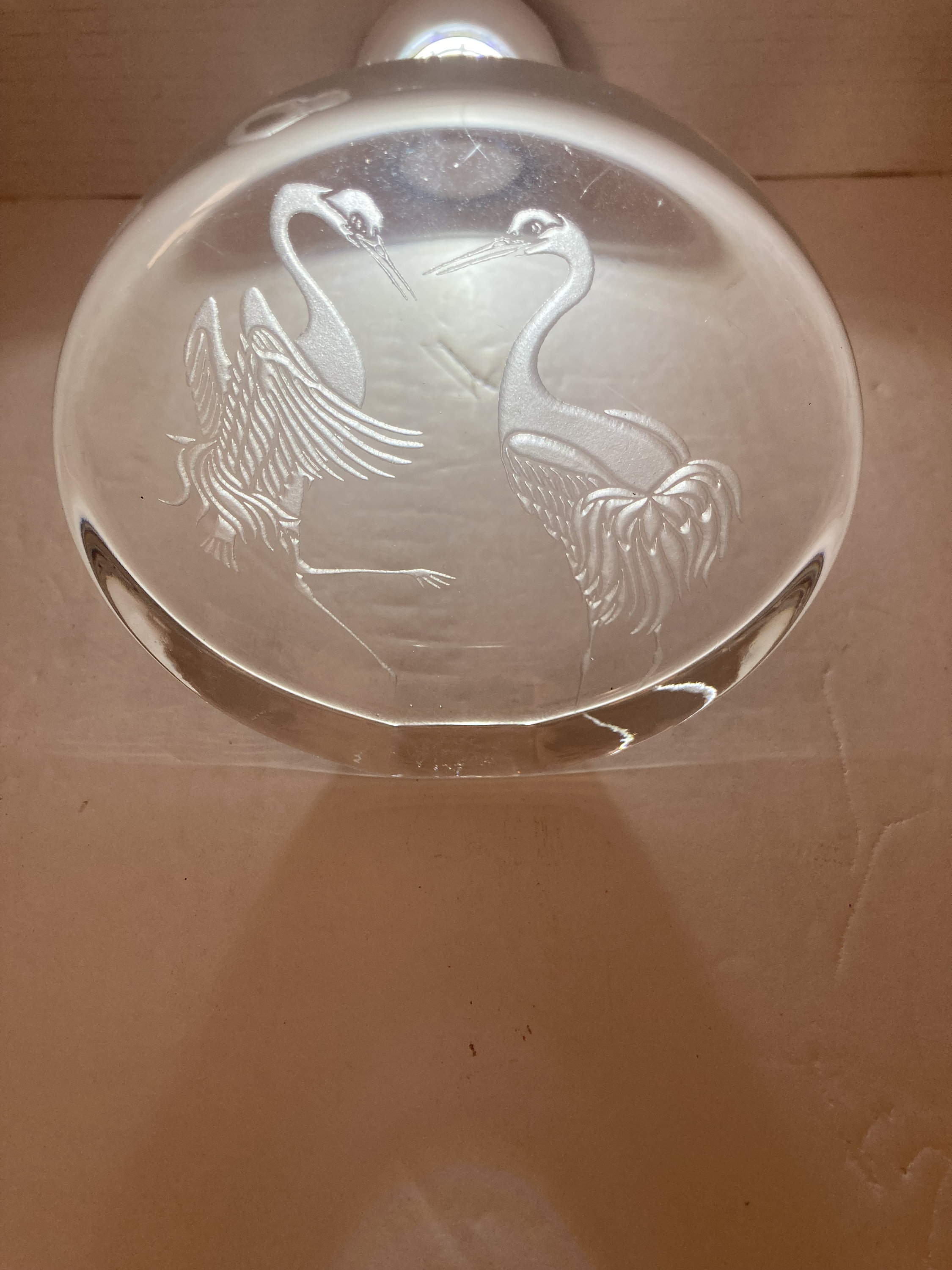 Vintage Engraved Cut Crystal Paperweight Signed 1995 With Two - Etsy