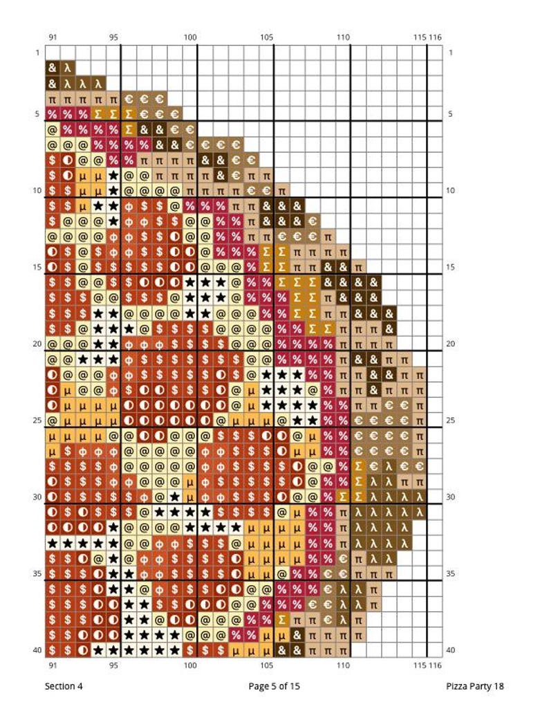Pepperoni Pizza Pie Needlepoint Chart Digital Download - Etsy