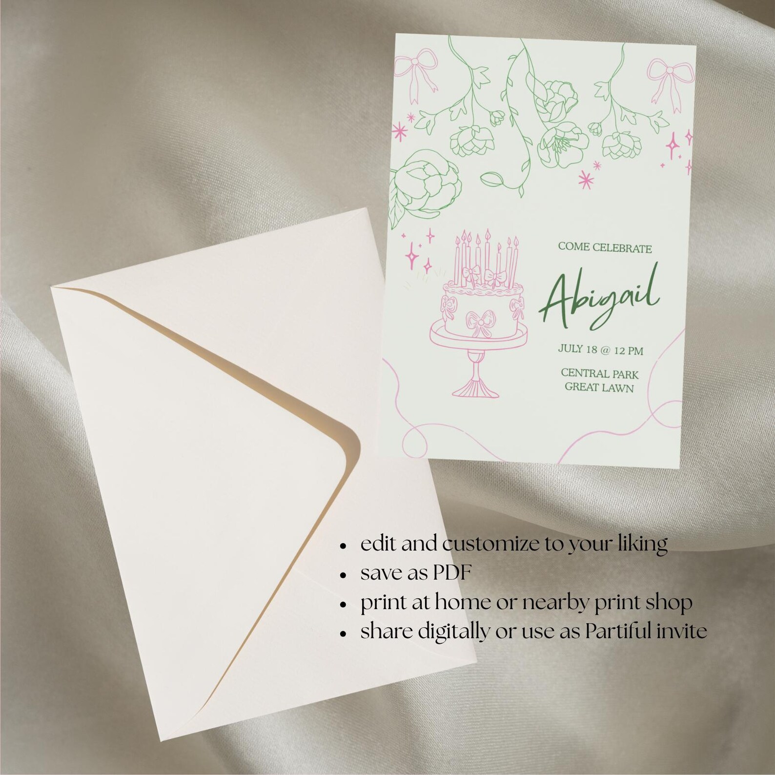 Editable Floral Birthday Invitation Template, Coquette Party Invite ...