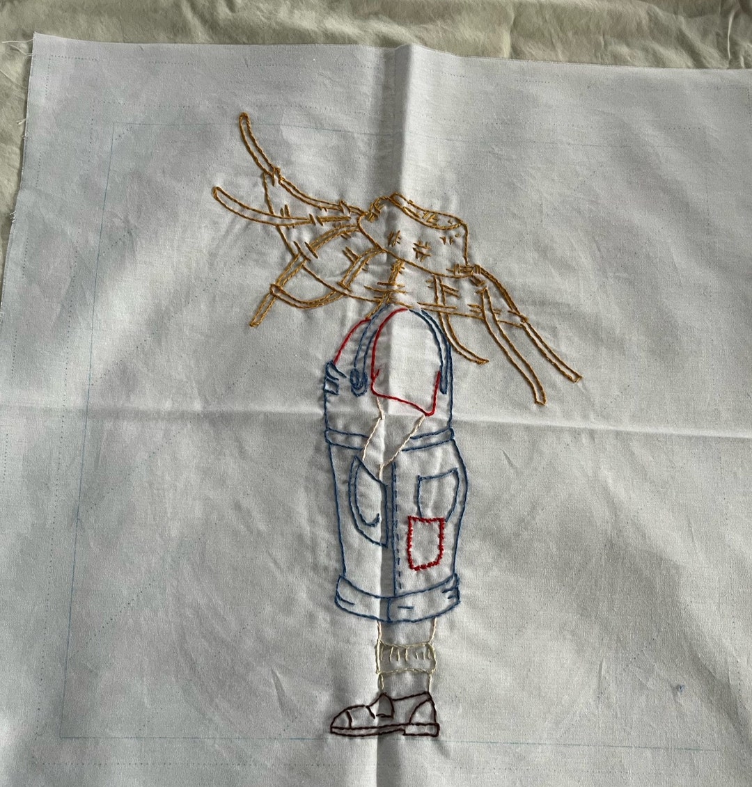 6 HAND EMBROIDERED Overall Sam Blocks - Etsy