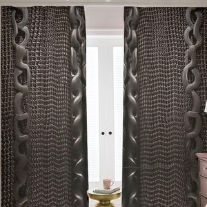 Medieval Blackout Curtains, Chainmail Opaque Drapes, Set of 2 Panel ...