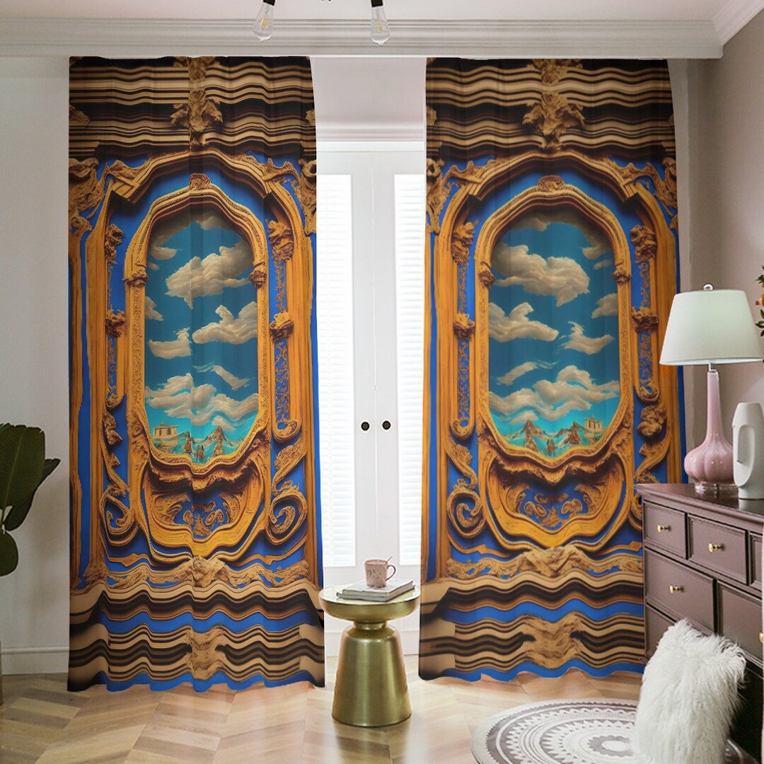 Baroque Optical Illusion Curtain Psychedelic Blackout Curtains Opaque ...
