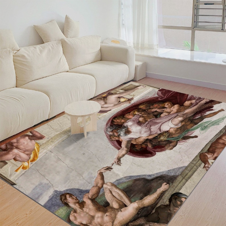 Michelangelo the Creation of Adam , Sistine Chapel, Floor Mat Carpet ...