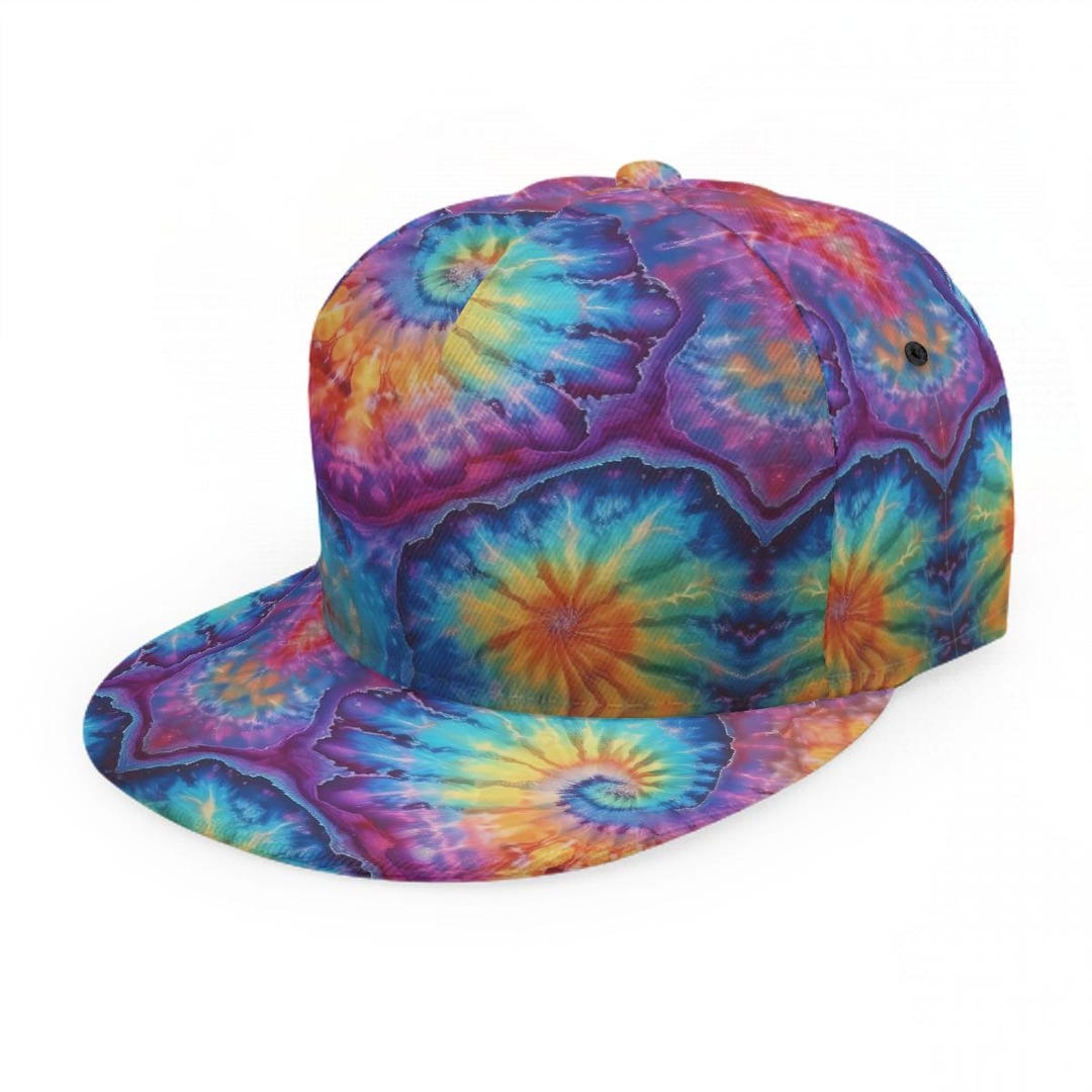 Purple Tie Dye Cap Psychedelic Trucker Hat Trippy Baseball Hip Hop Rave ...