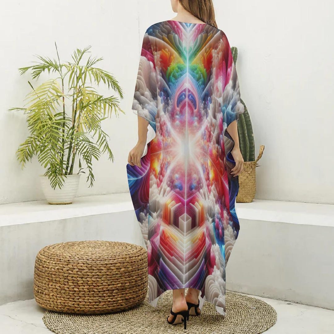 Angelic Goddess Caftan Satin Kaftan Maxi Dress Tunic New Age Mandala ...