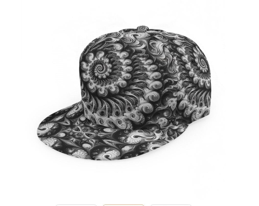 Fractal Spiral Cap Black White Trippy Hap, Baseball Cap Trucker Hip Hop ...