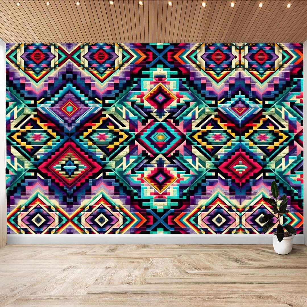 Southwestern Aztec Art Wallpaper Peel and Stick, Vinyl Wall Mural, Art ...