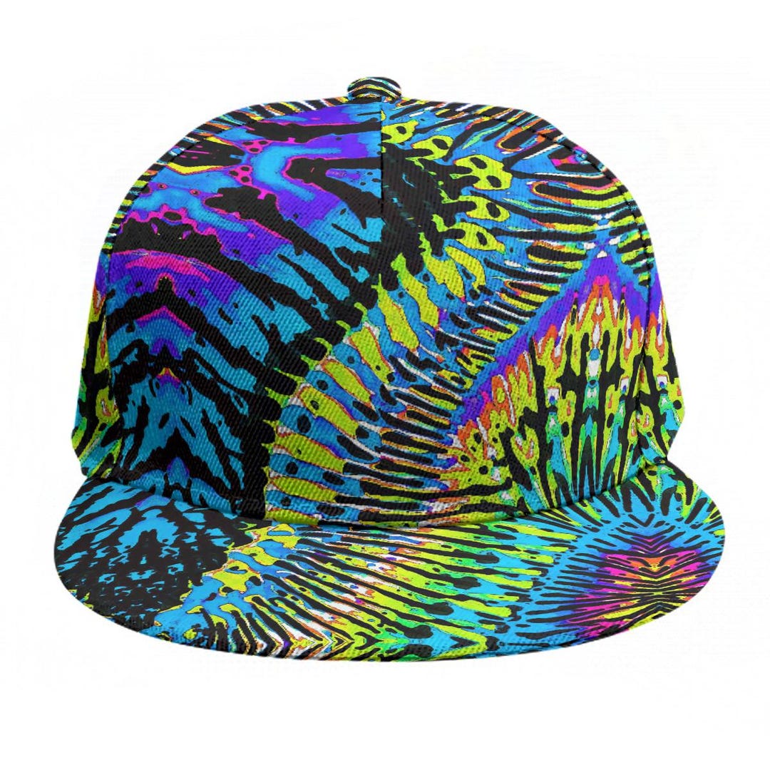 Psychedelic Trippy Hat, Tie Dye Cap, Blue Purple Baseball Cap Trucker ...