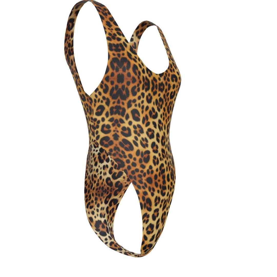Leopard Print Bathing Suit Reversible Swimsuit Sexy Thigh High Cut ...