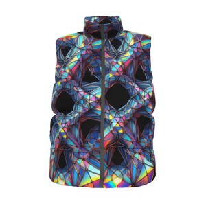 Holographic Tessellation Genuine Duck Down Vest Winter Unisex Puffer ...