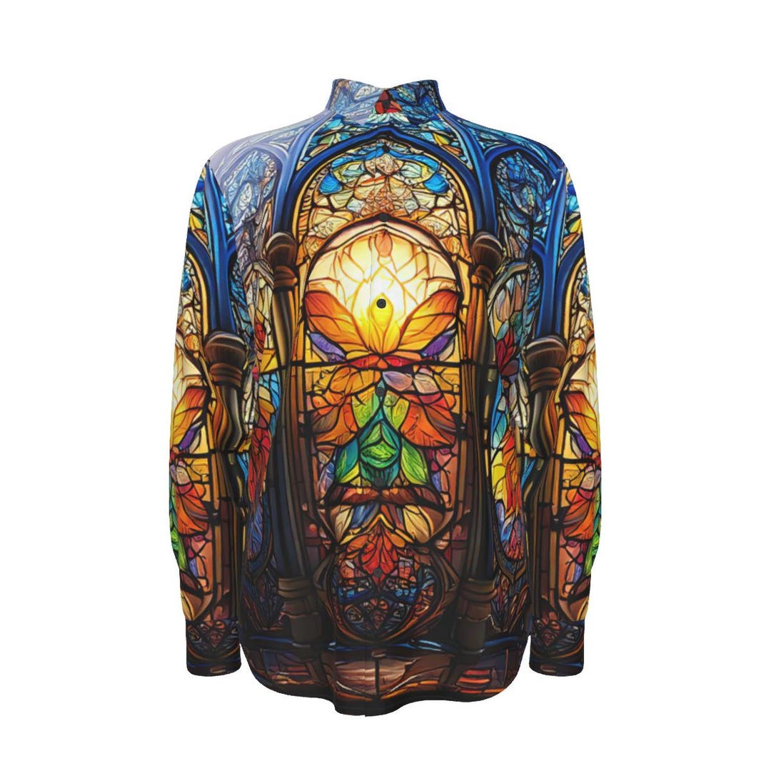 Stained Glass Men's Cotton Shirt, Long Sleeve Button Down Dress Shirt ...