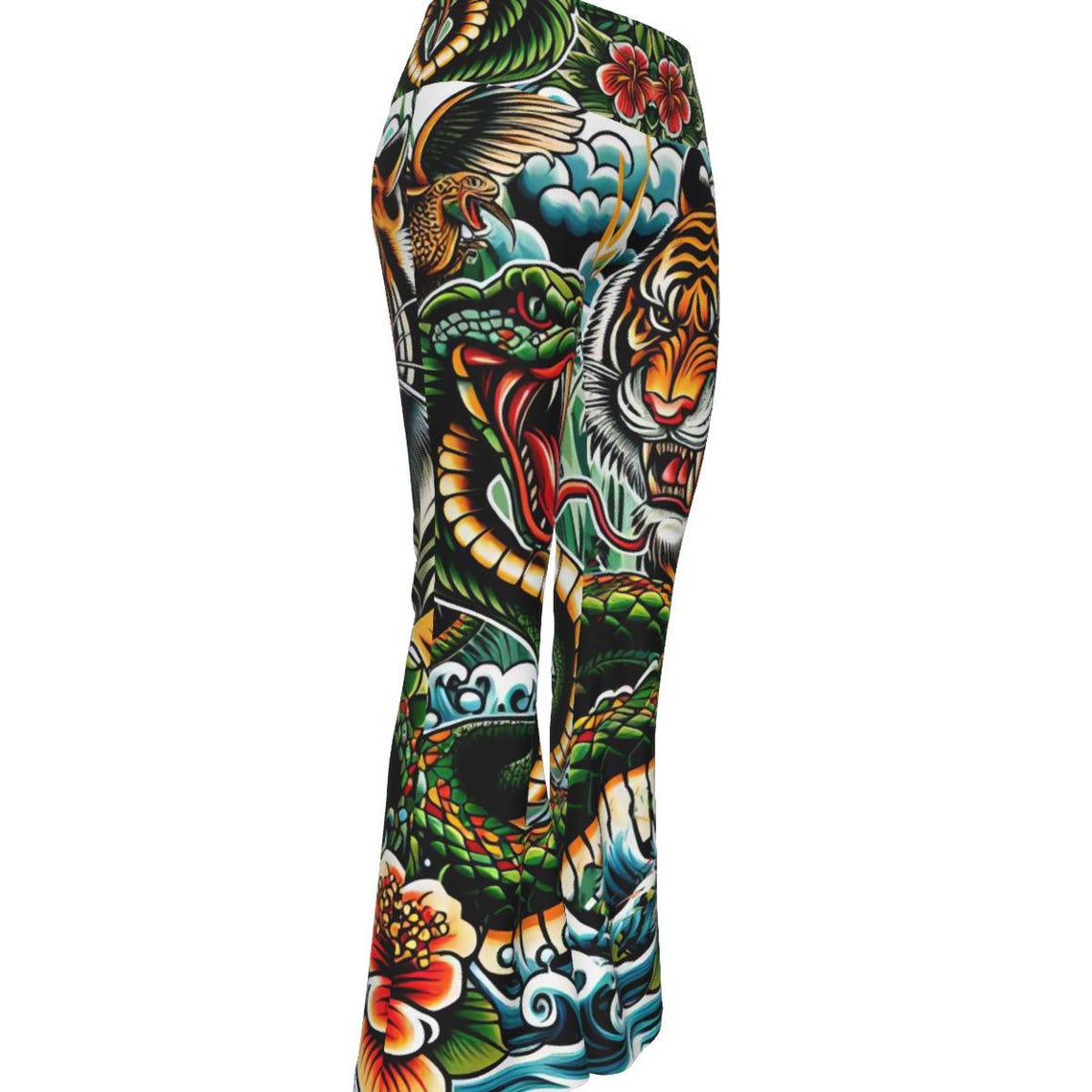 Tiger Cobra Yoga Pants, Flare Leggings, Tattoo Ink Athletic Pants ...