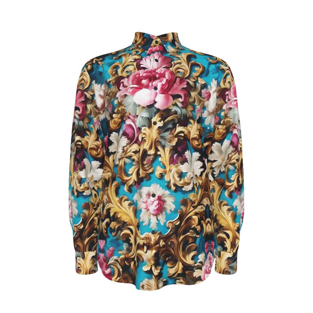 Floral Baroque Mens Dress Shirt, Cotton Button Down, Gift for Man ...