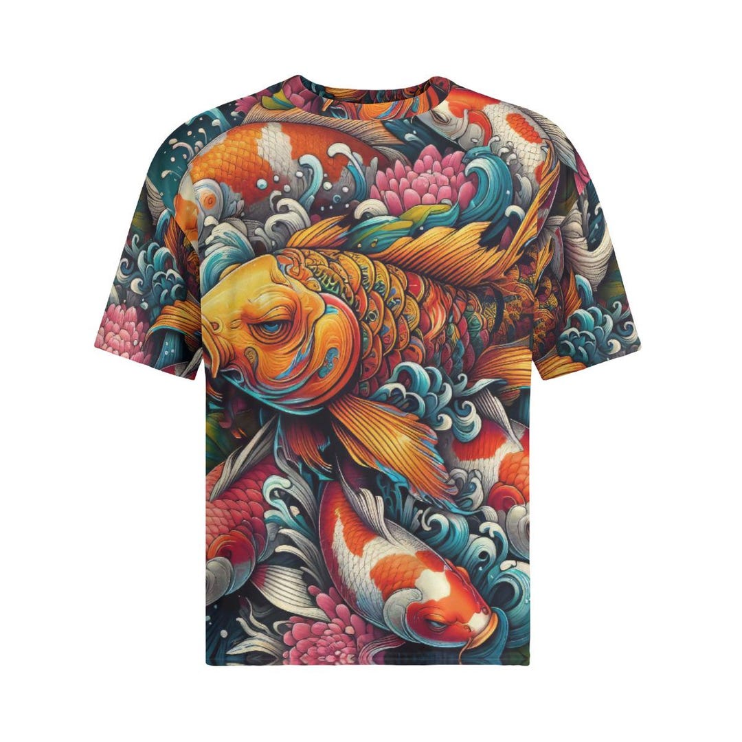Koi Fish Cotton Shirt, 100% All Over Print Cotton Tee Shirt, Unisex T ...