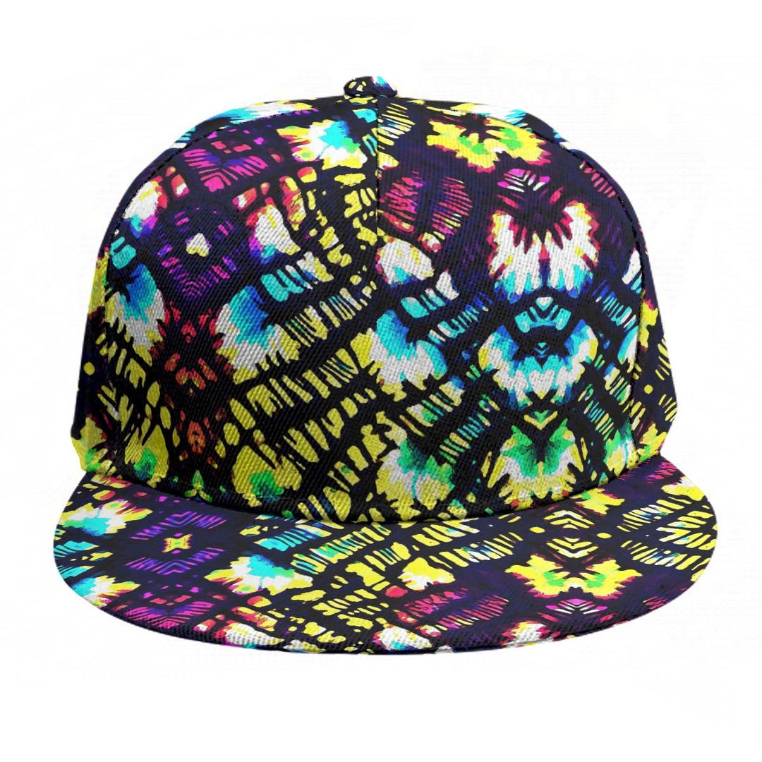 Psychedelic Trippy Hat Tie Dye Cap Purple Yellow Baseball Cap Trucker ...