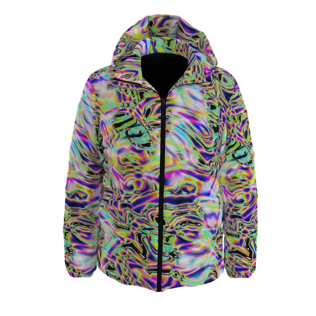 Trippy Hooded Puffer Coat, Pastel Puff, Genuine Duck Down Jacket ...