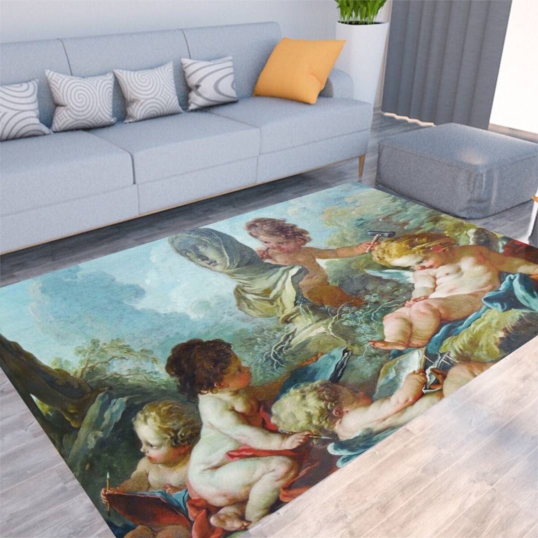 Cherub Rug, Angel Putti Francois Boucher, Victorian Floor Mat , French ...