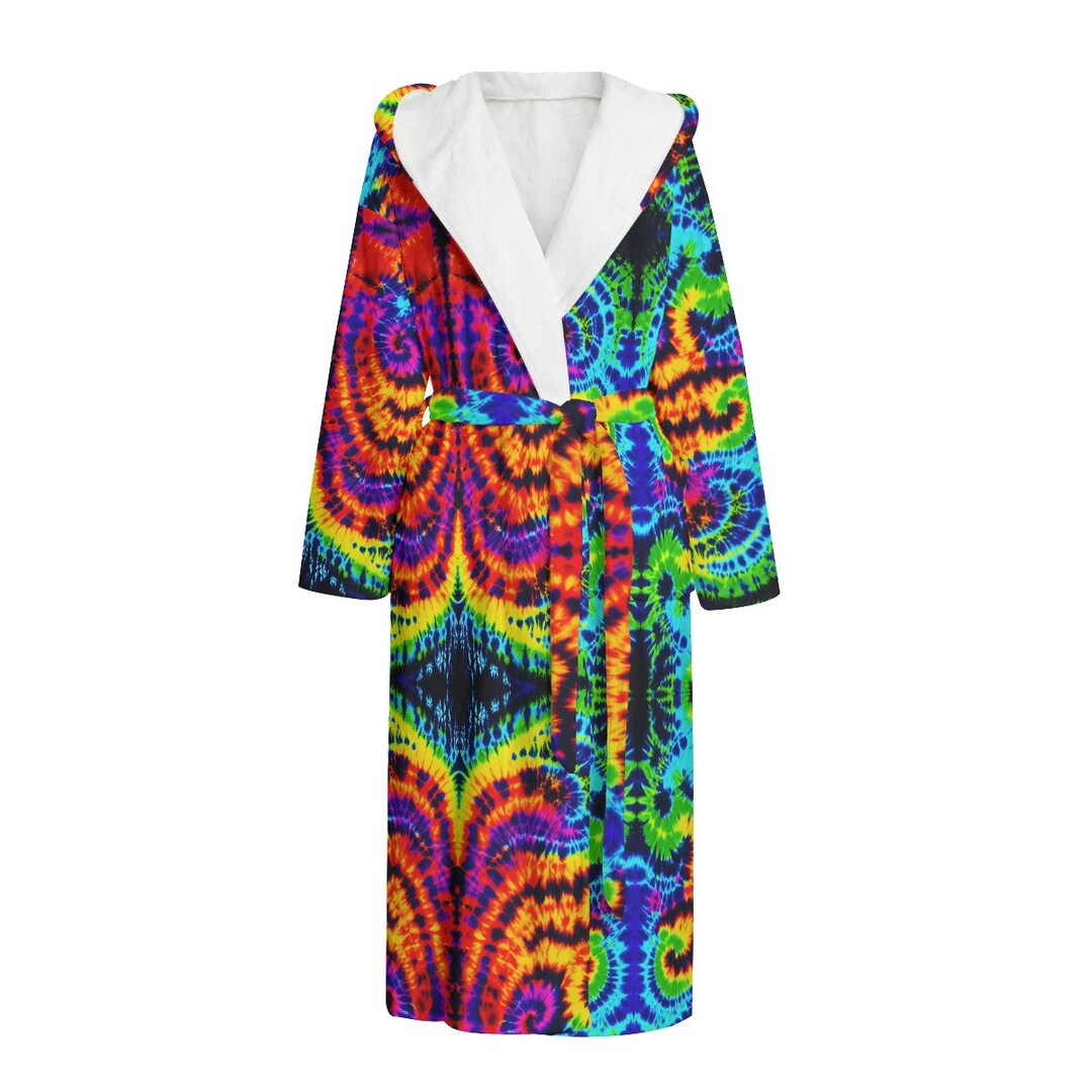Psychedelic Hooded Bathrobe, Unisex Robe, Trippy Thick Cuddly. Gift ...