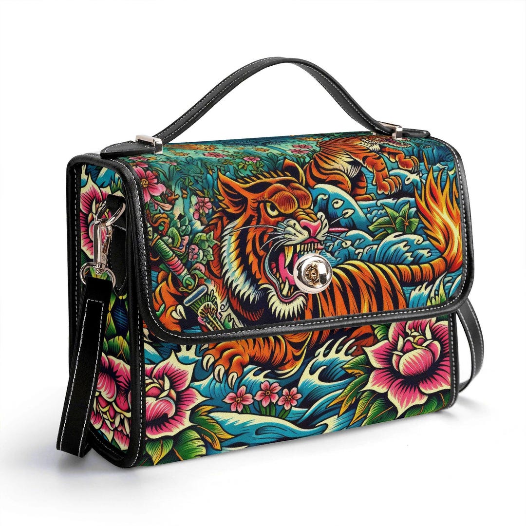 Tiger Genuine Leather Satchel, Tattoo Leather Purse, Leather Tiger ...