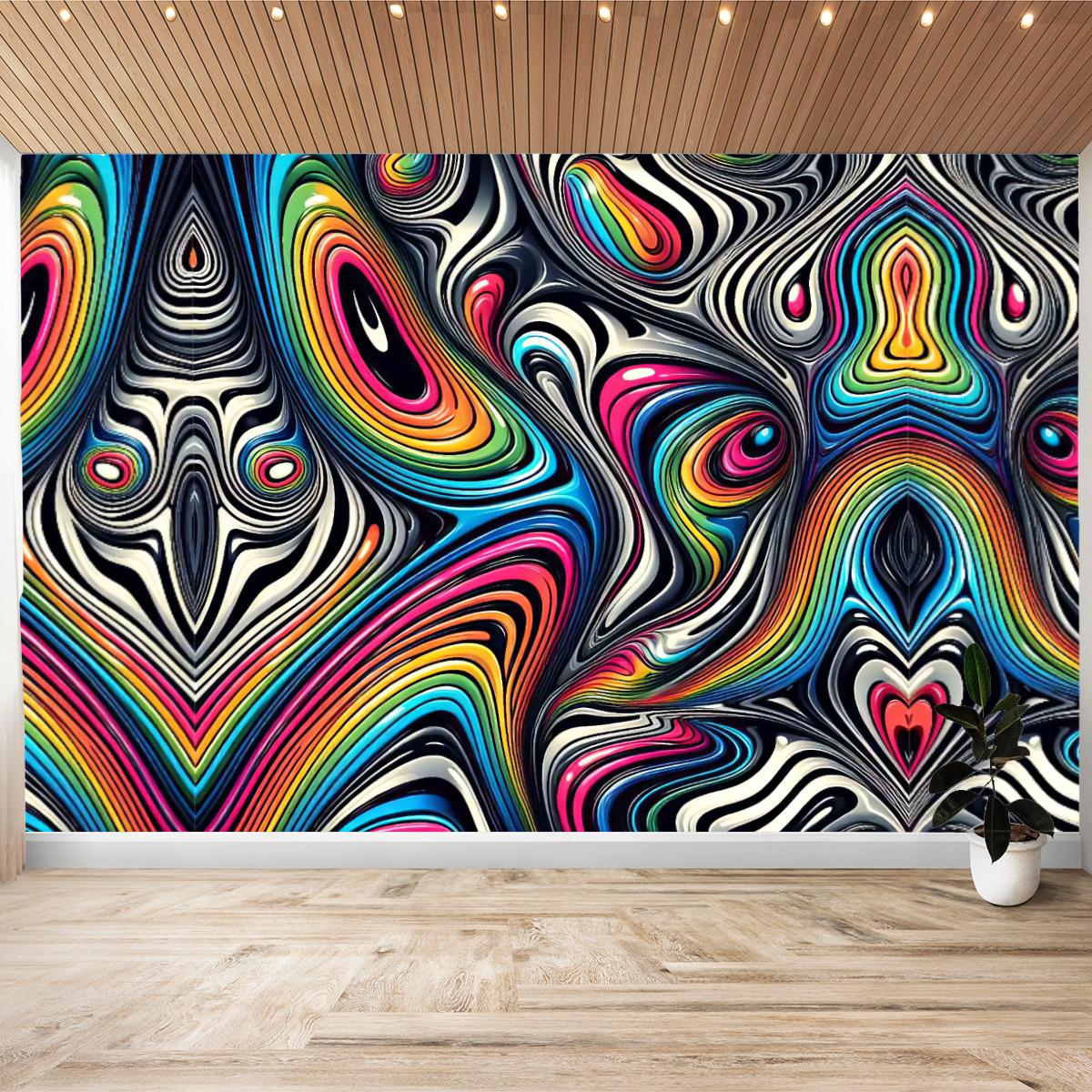 Psychedelic Wallpaper Peel and Stick, Vinyl Wall Mural, Rainbow, DIY ...