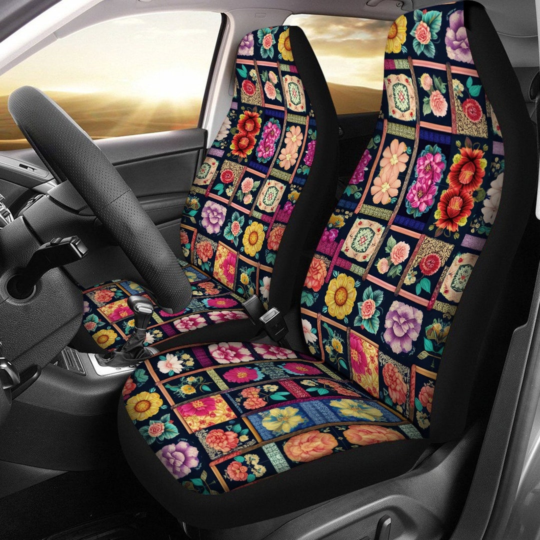 Cottage Core Bohemian Floral Crochet Car Seat Cover Slip Cushion ...