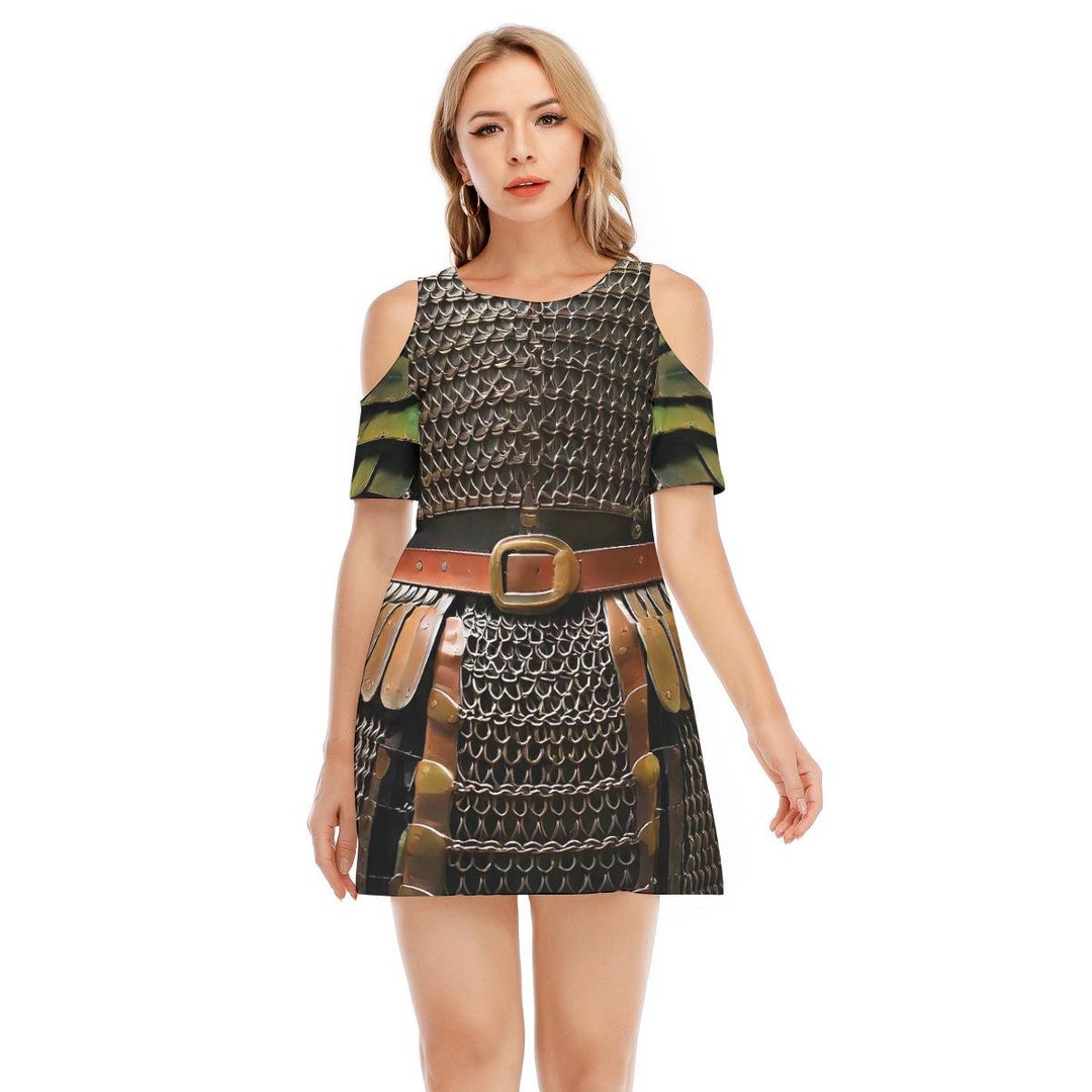 Silver Medieval Armor Dress, Cotton Gladiator Mini, Steampunk ...
