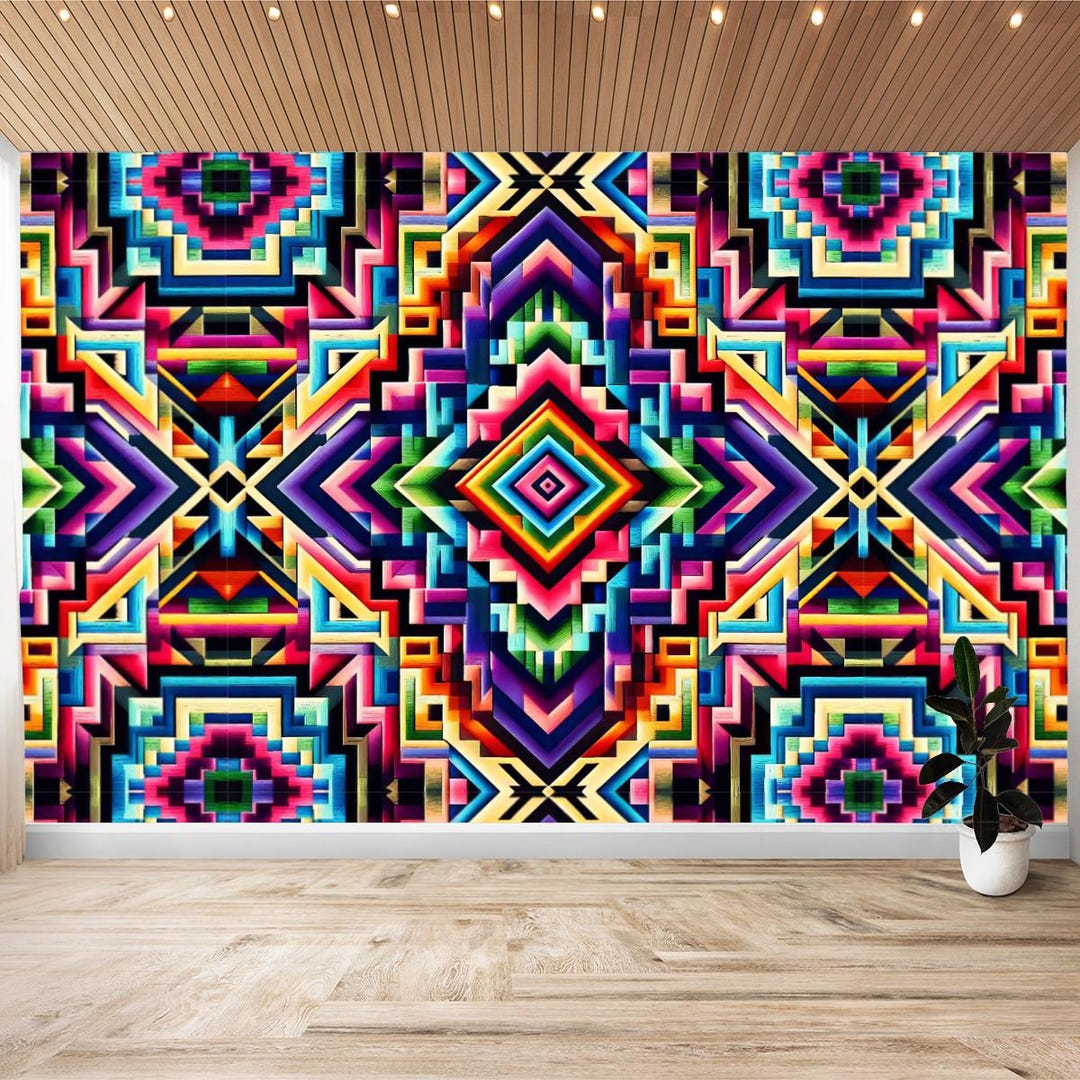 Southwestern Aztec Art Wallpaper Peel and Stick, Vinyl Wall Mural, Art ...