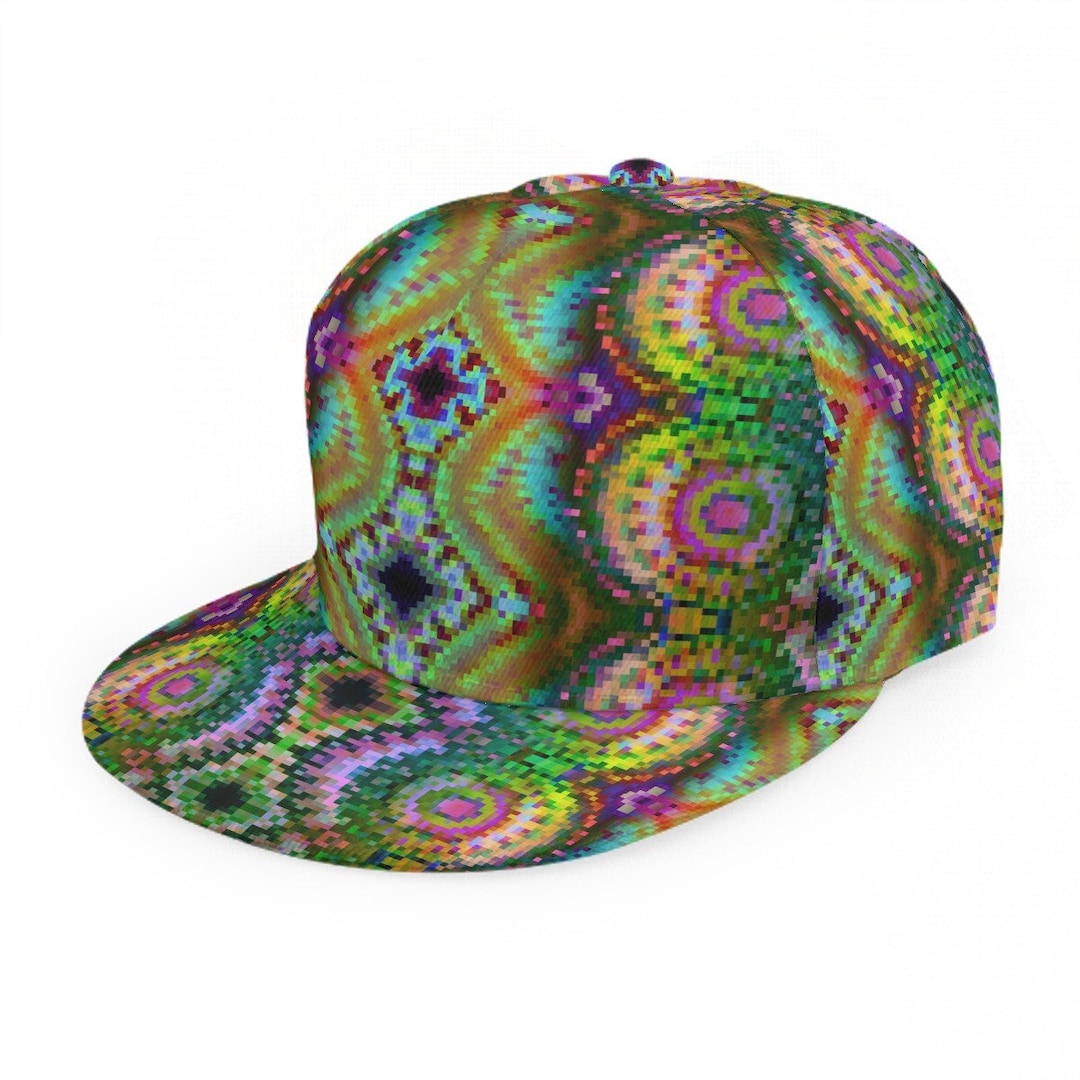 Psychedelic Stained Glass Hat Festival Baseball Cap Trucker Hip Hop ...
