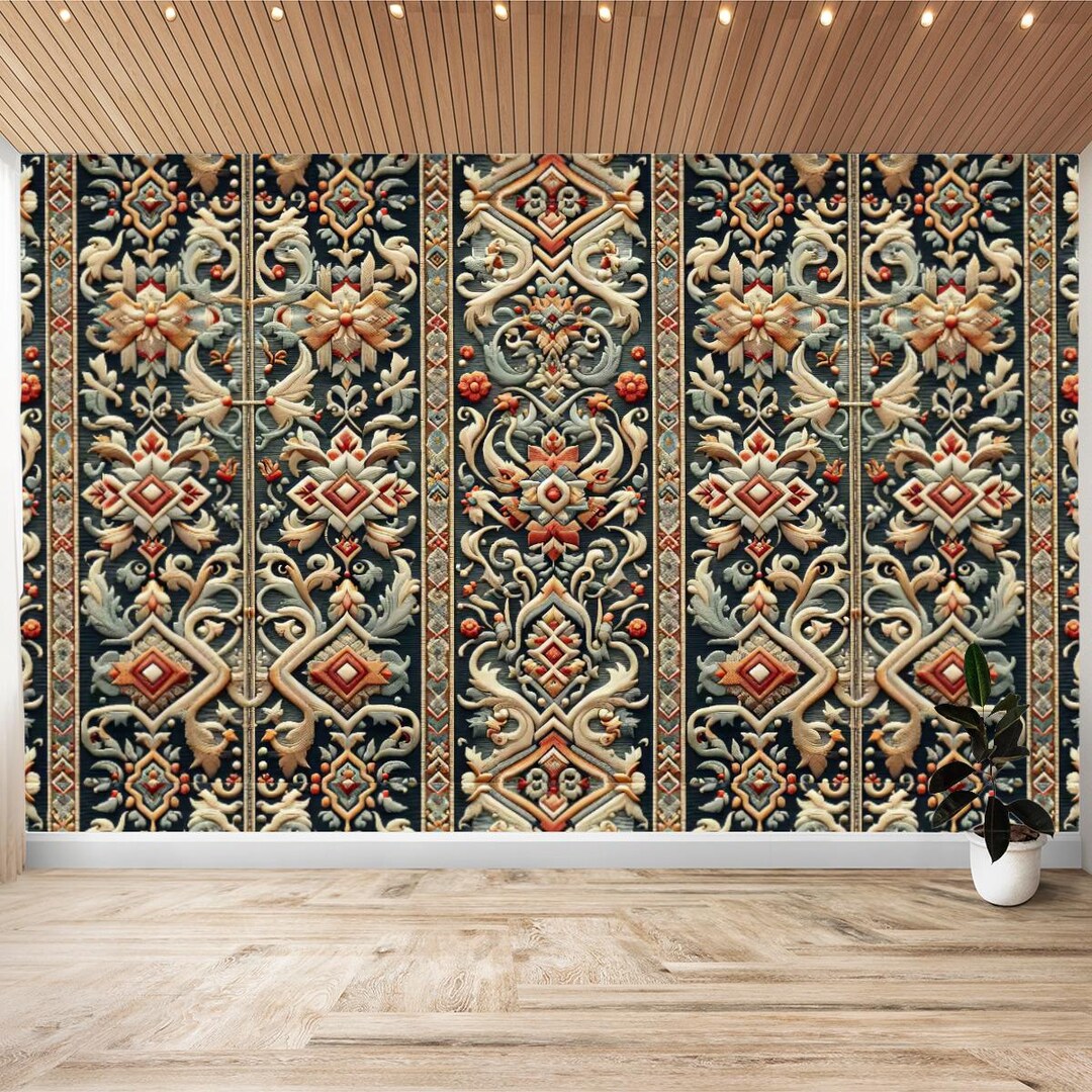 Baroque Brocade Wallpaper Peel and Stick, Vinyl Wall Mural, DIY Home ...