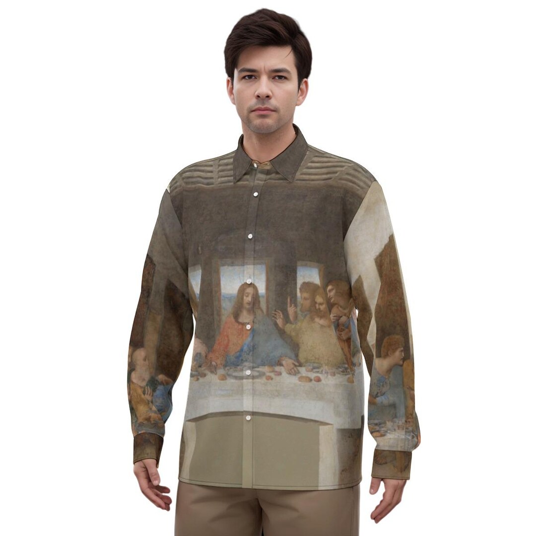 Leonardo Da Vinci the Last Supper Art History Button up Satin Shirt ...