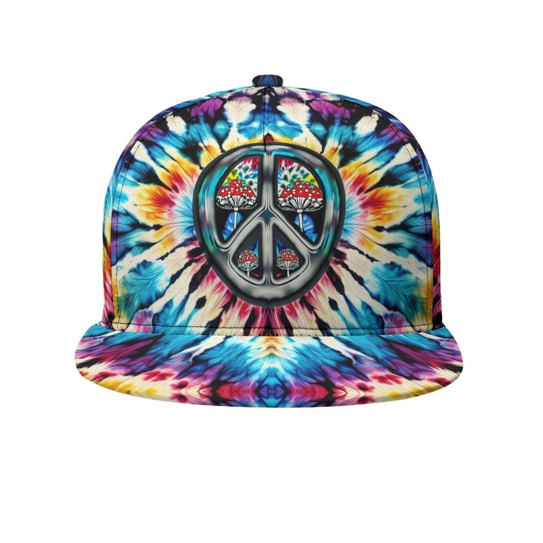 Peace Sign Psychedelic Hat, Trippy Cap Tie Dye Hat Mushroom Baseball ...