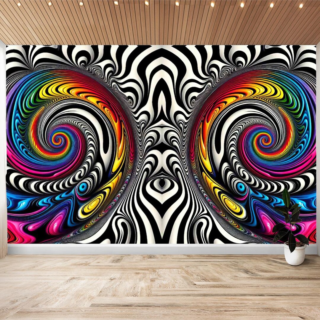 Psychedelic Wallpaper Peel and Stick, Vinyl Wall Mural, DIY Home Decor ...