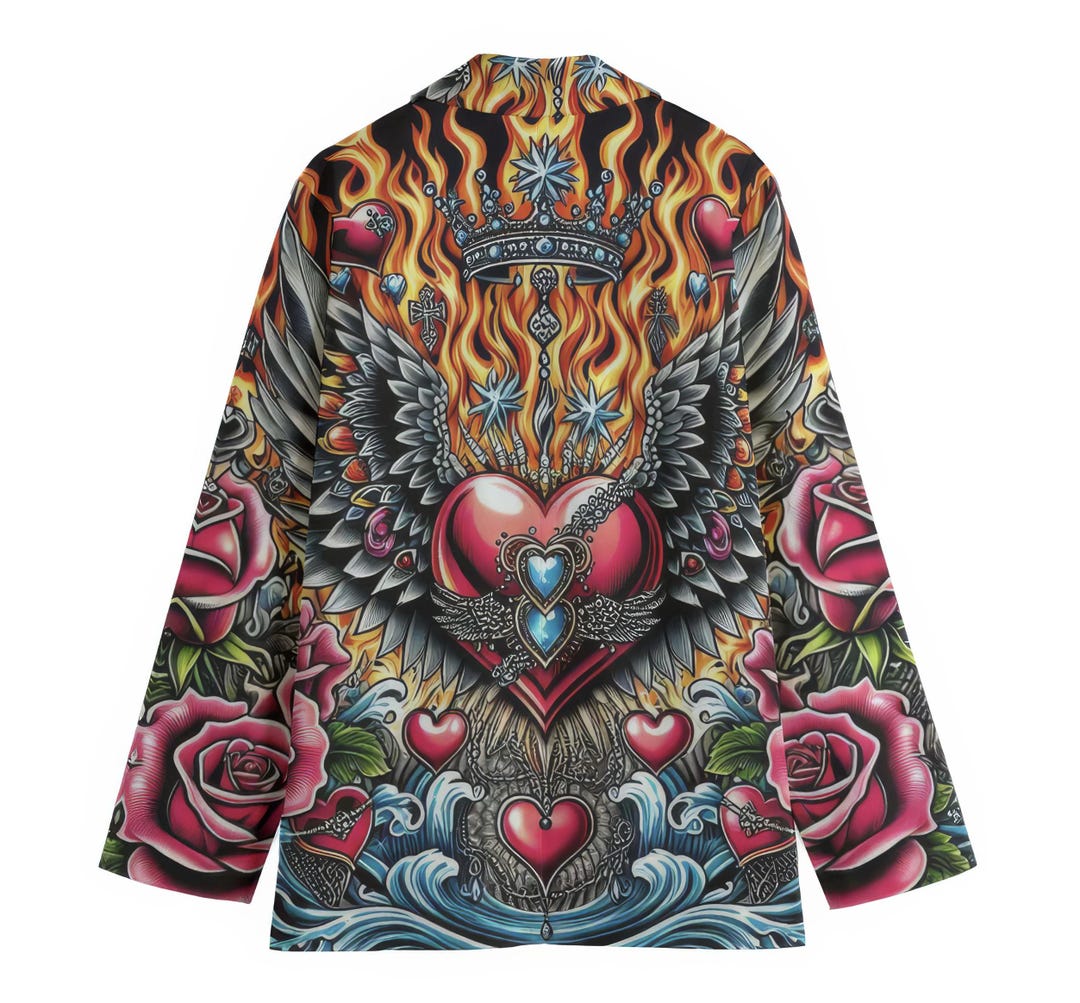 Tattoo Cotton Blazer, Angel Wings Suit Jacket, Flashy Loud Art , Show ...