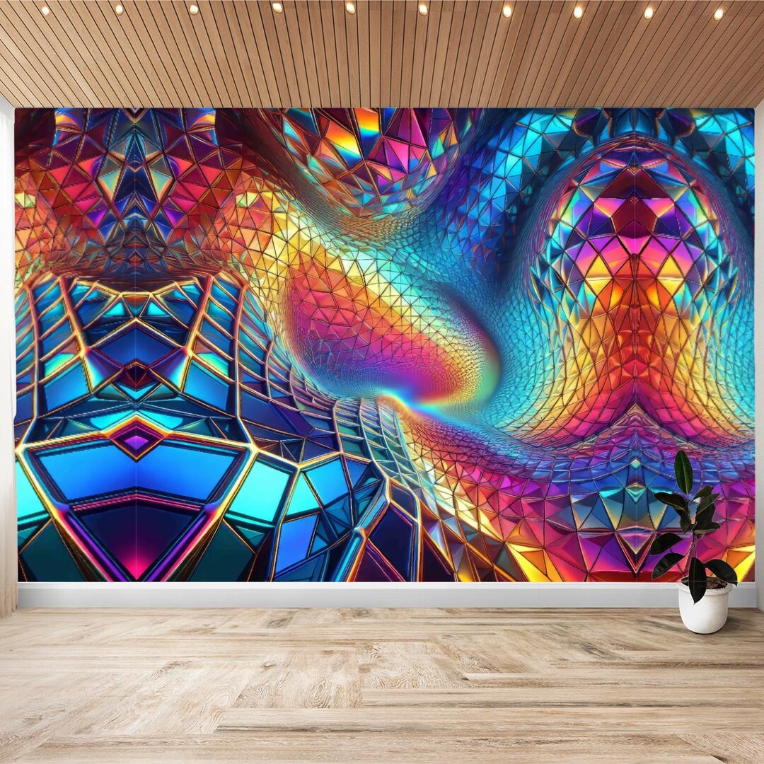 Fractal Wallpaper Peel and Stick, Vinyl Wall Mural, Art Statement, DIY ...