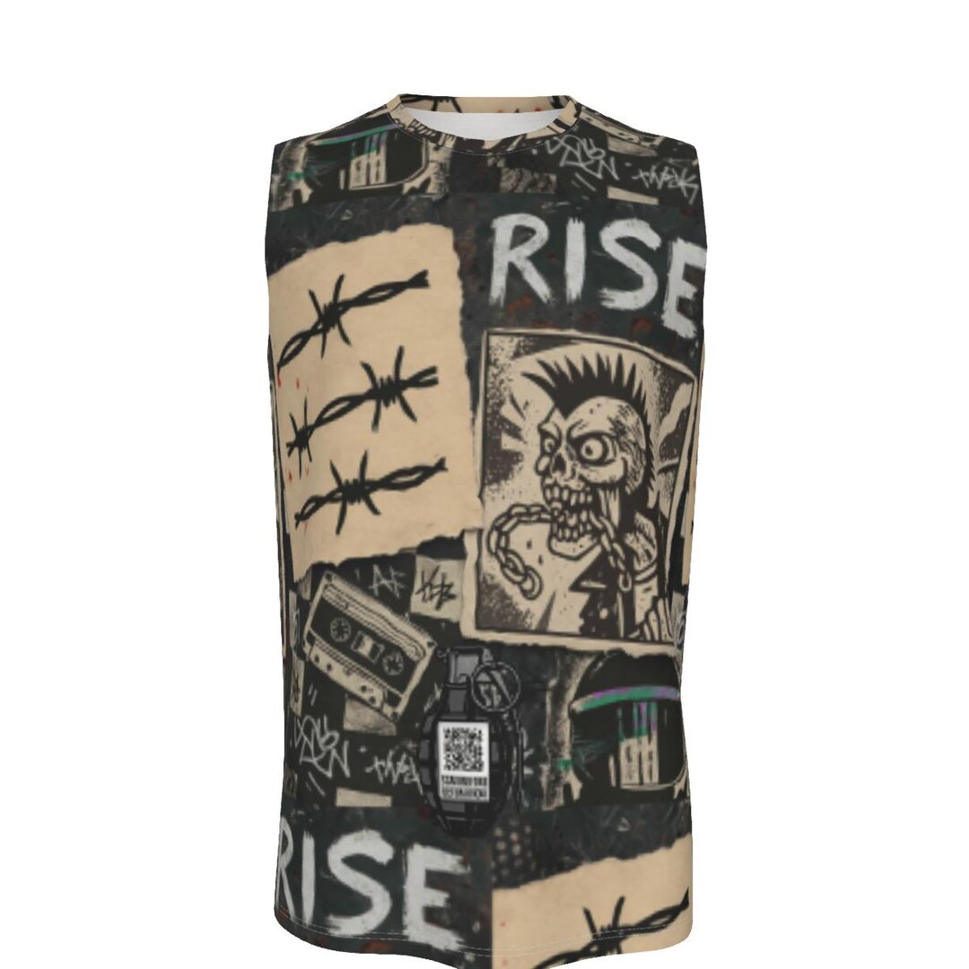 Barbed Wire Interactive Music Damaged Youth Punk Rock Mens Cotton Tank ...